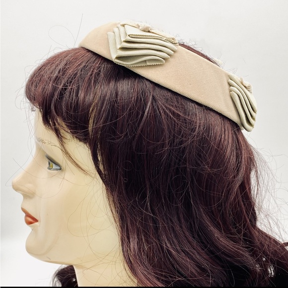 Accessories | Vintage 195s Beige Velvet Halo Ring Hat | Poshmark